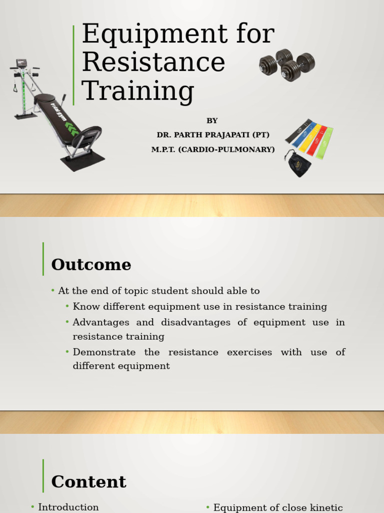 Equipment For Resistance Training | PDF | Strength Training | Physical Exercise