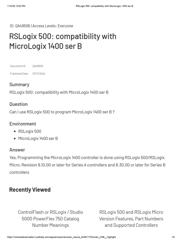 RSLogix 500 & MicroLogix 1400 Compatibility | PDF | Common Law | Justice