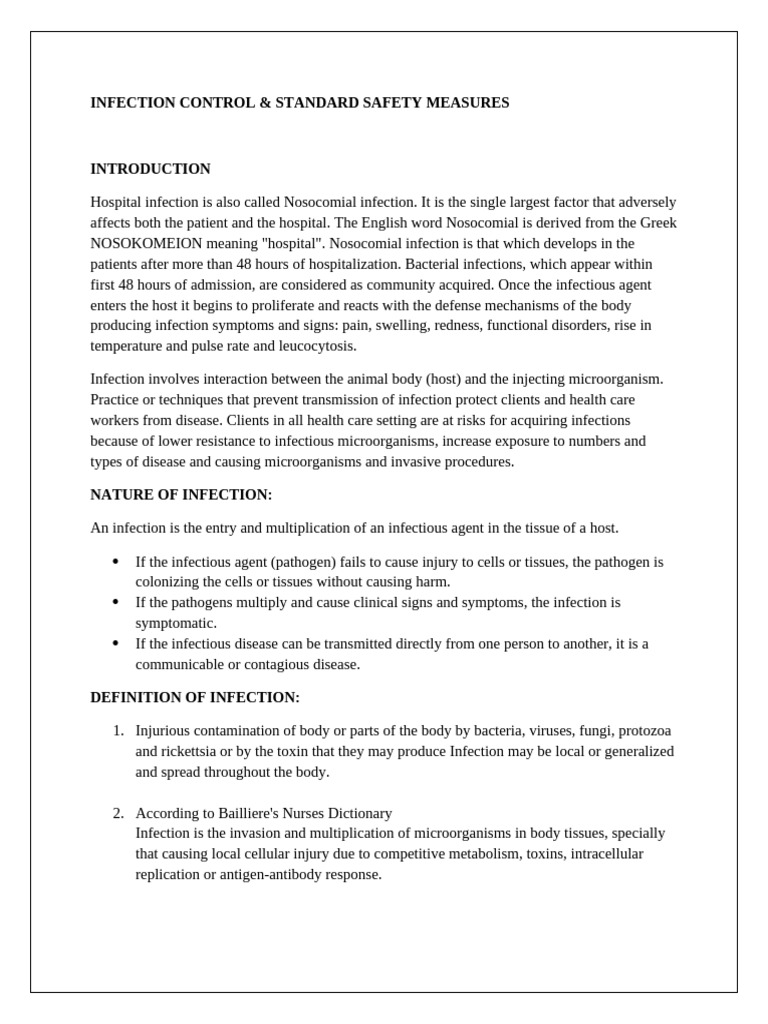 Infection Control Assignment MGT | PDF | Infection | Hospital Acquired ...