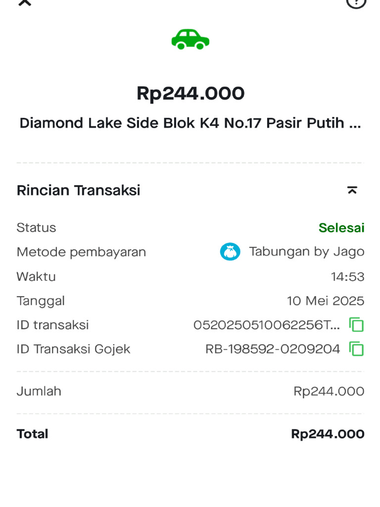 Gocar Home To CGK | PDF