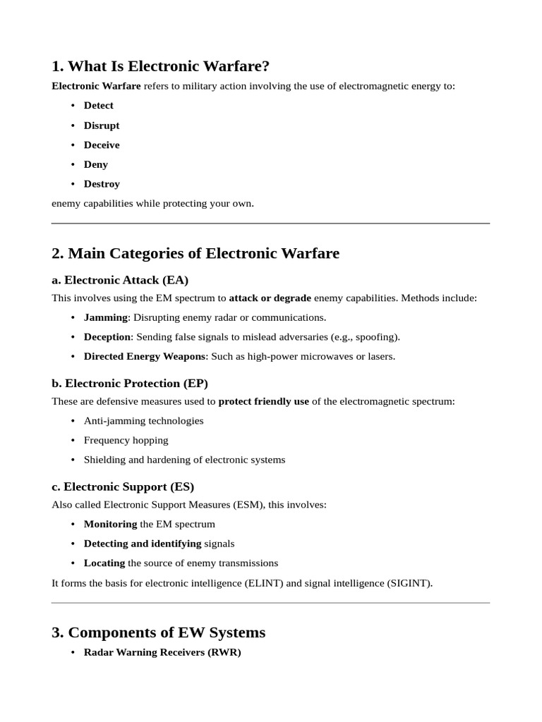 What Is Electronic Warfare?: A. Electronic Attack (EA) | PDF