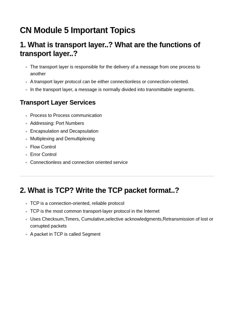 CN Module 5 Important Topics | PDF | Transmission Control Protocol | World Wide Web