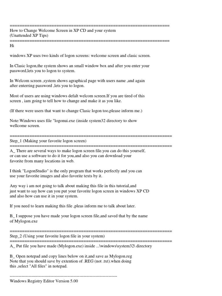 How To Change Welcome Screen in XP CD and Your System | PDF | Zip (File ...