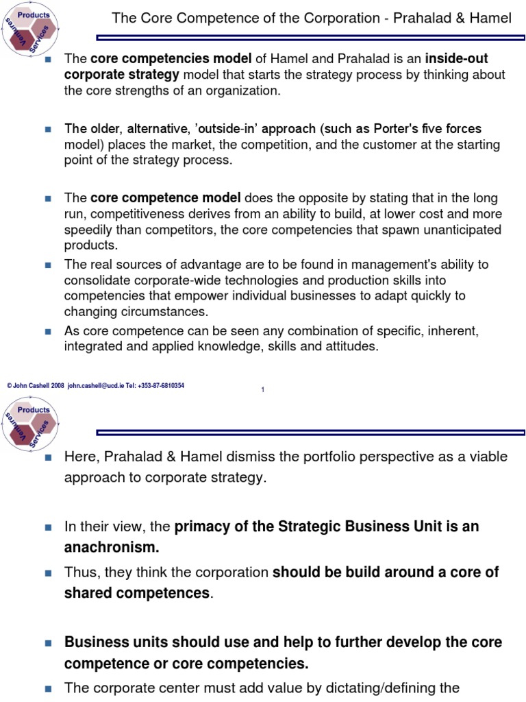 3 Prahal & Hamel Core Competence 2011 | PDF | Competence (Human ...