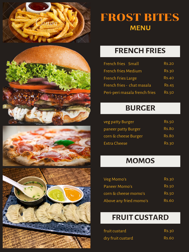 Yellow & Black Modern Fast Food Menu Portrait | PDF | Hamburgers ...