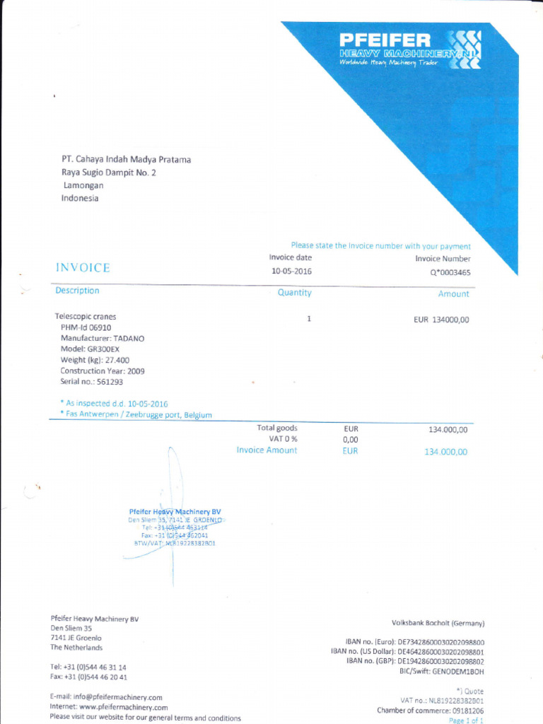 2a Cimp Crane Tadano Gr300ex | PDF | Invoice | Business Documents
