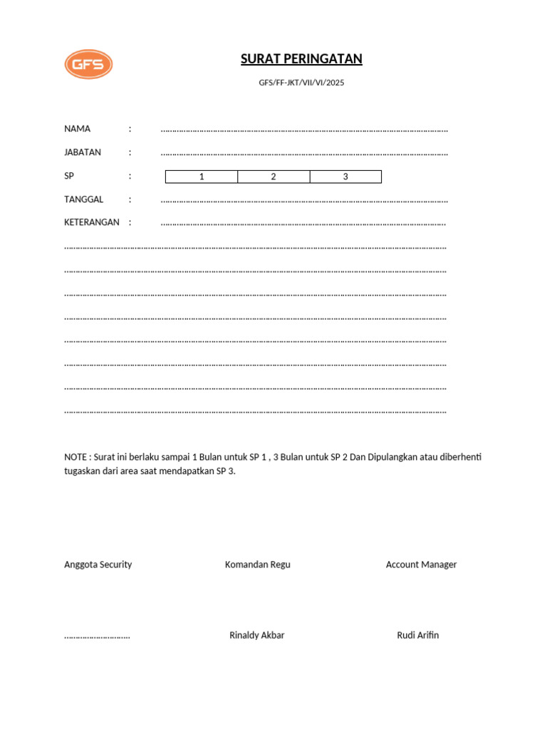 Form Surat Peringatan | PDF