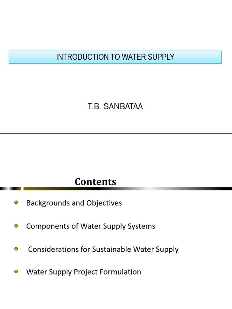Introduction To Water Supply | PDF | Water Supply Network | Water Supply