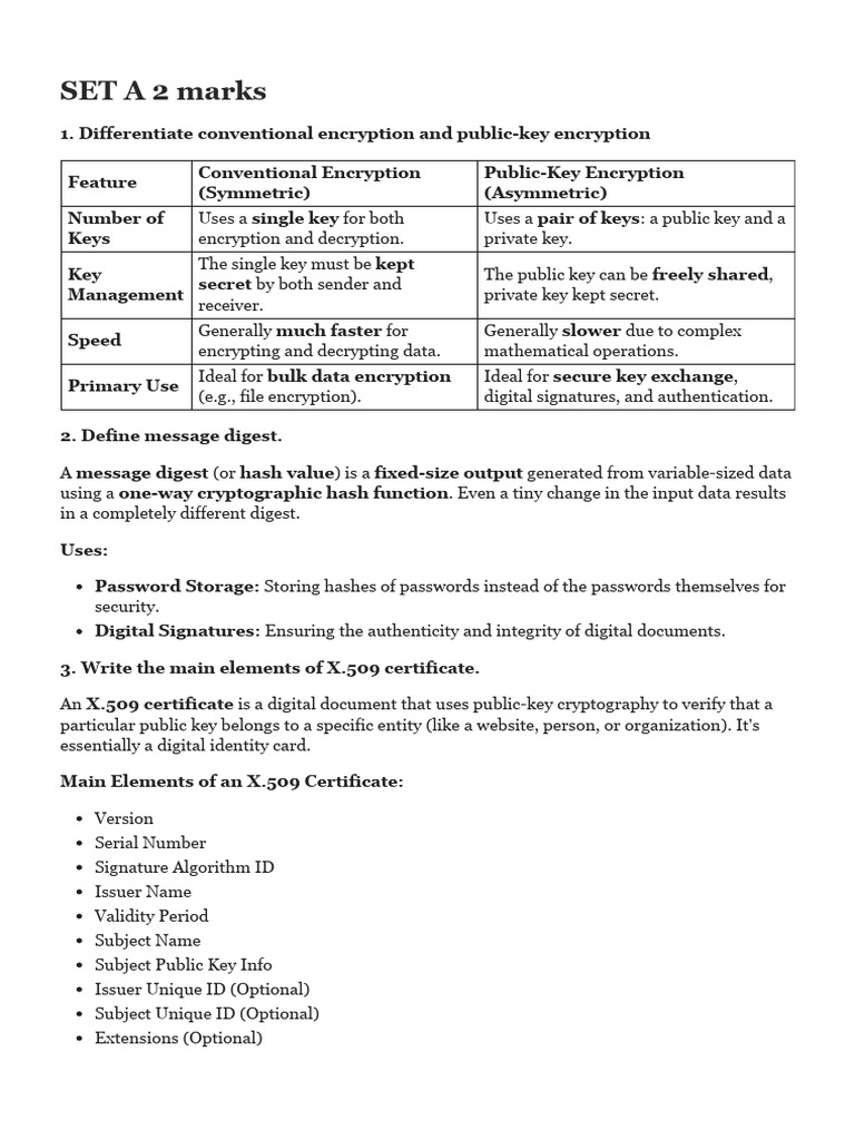 Network Security 2 Marks | PDF | Key (Cryptography) | Public Key Cryptography