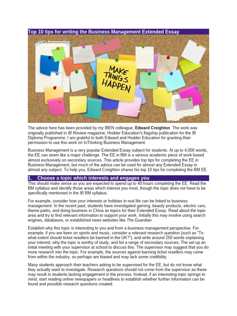 Tips for Business Management Extended Essay | PDF | Essays