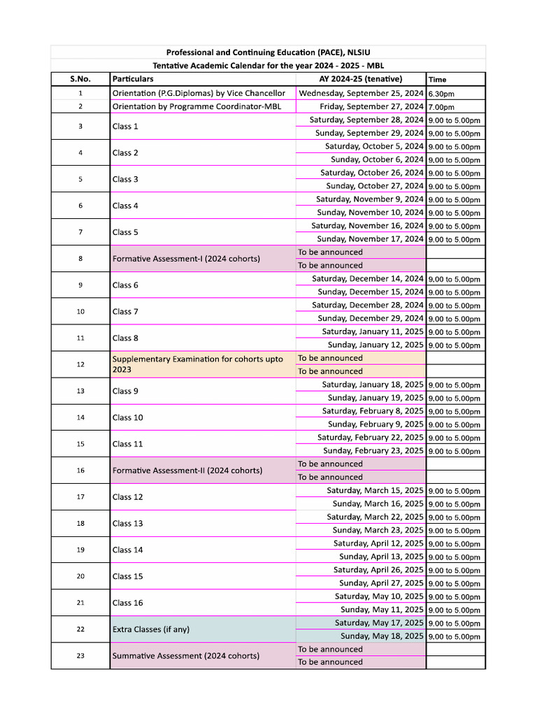 MBL Calendar | PDF