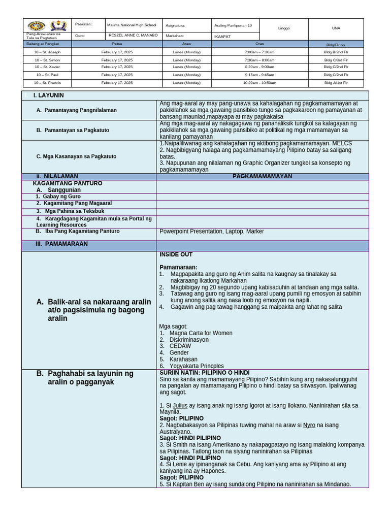 Q4 Week 1 Day 1 | PDF