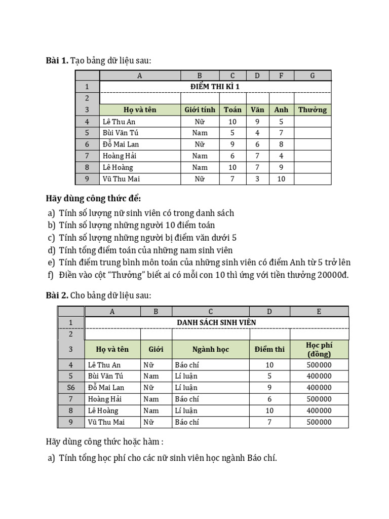 Tự Học (Excel 1) | PDF