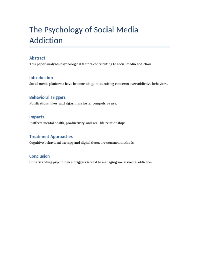 The Psychology of Social Media Addiction | PDF