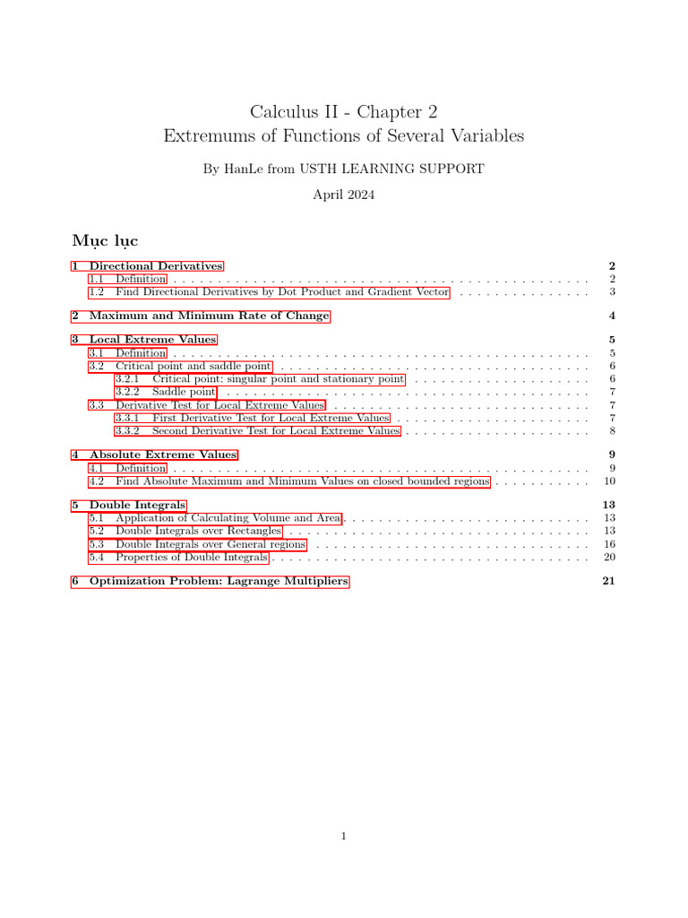 Finding Extremes of Multivariable Functions | PDF | Integral | Derivative