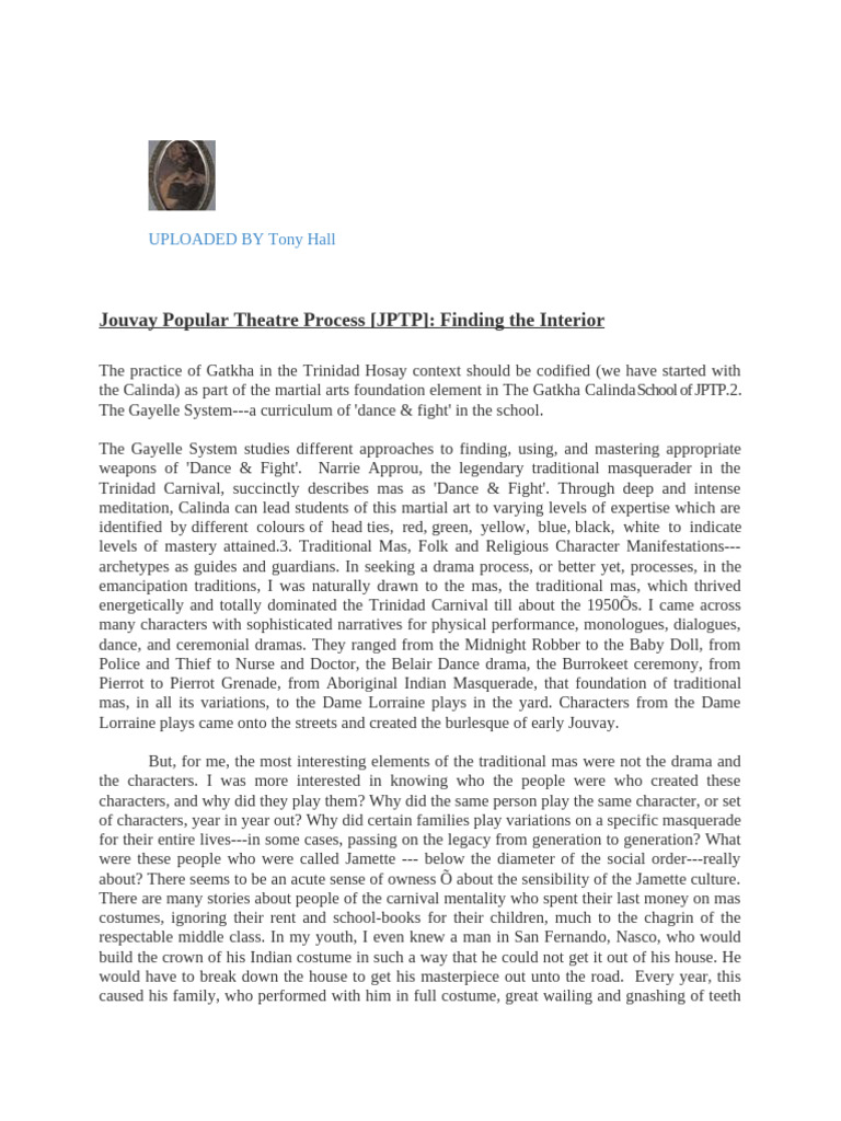 Jouvay Popular Theatre Process - New Files - Tony Hall | PDF | Mask