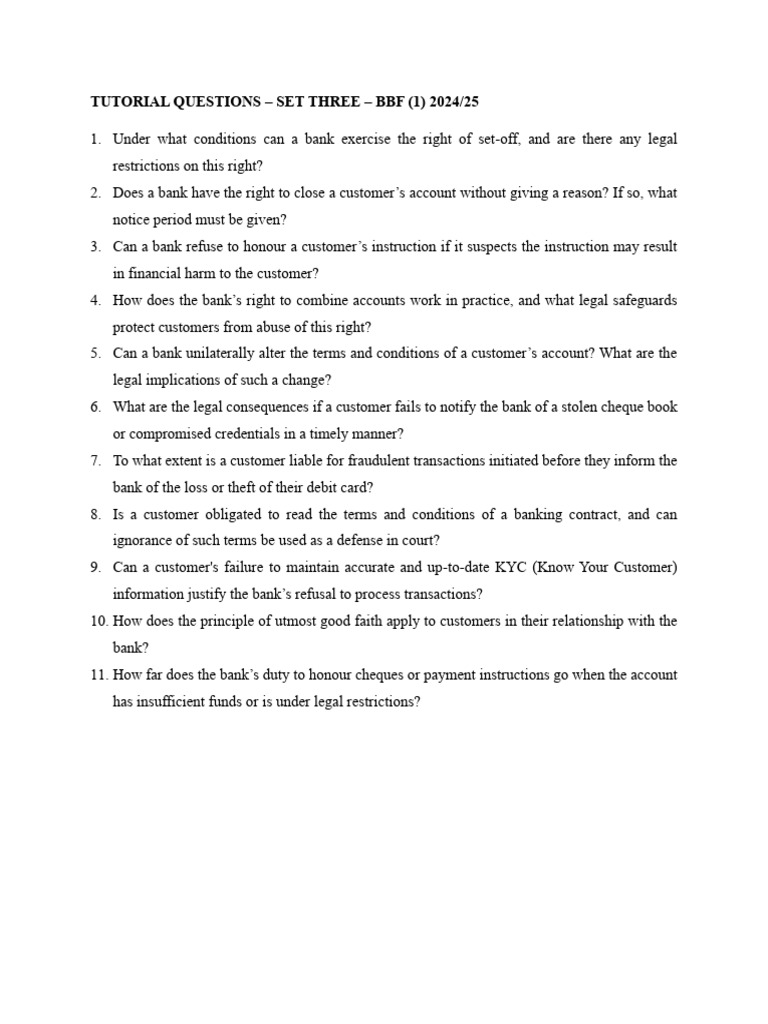 Tutorial Questions - Set 3 | PDF