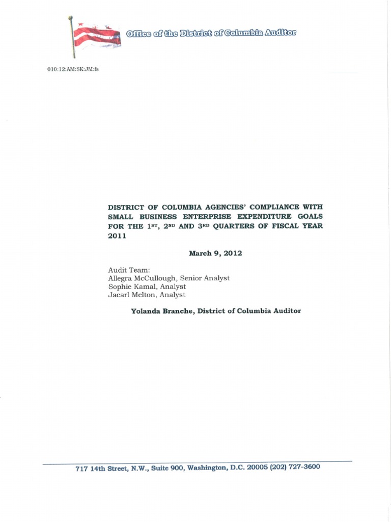 Ncies' Compliance With Small Business Enterprise Expediture Goals For ...