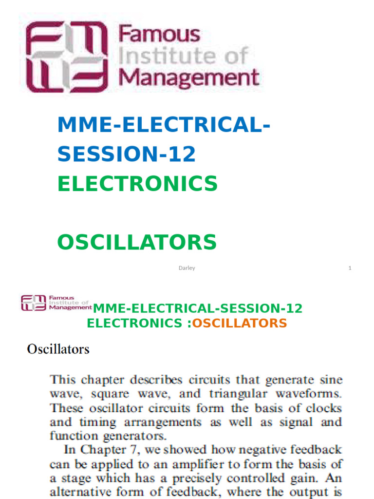 MME Electrical Session 12: Oscillators | PDF