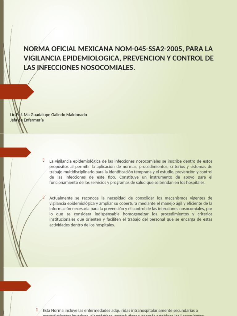 Norma Oficial Mexicana Nom-045-Ssa2-2005, para La Vigilancia | PDF ...