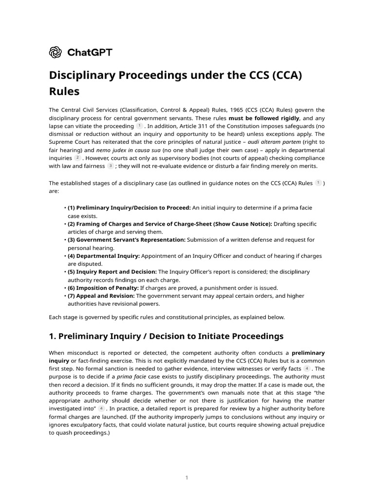 Disciplinary Proceedings under CCS Rules | PDF | Supreme Court Of The ...