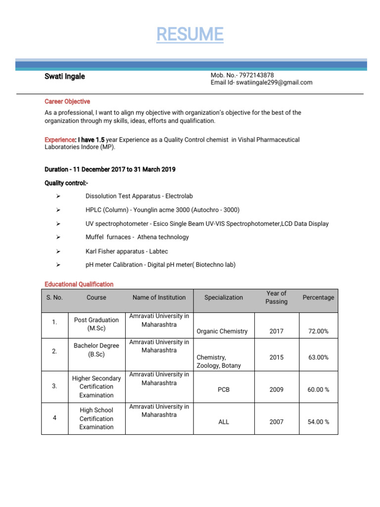 Swati Resume | PDF