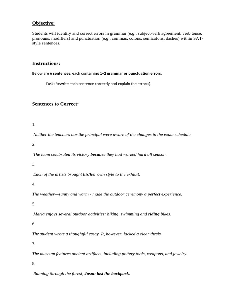 SAT - Grammar Precision and Punctuation | PDF