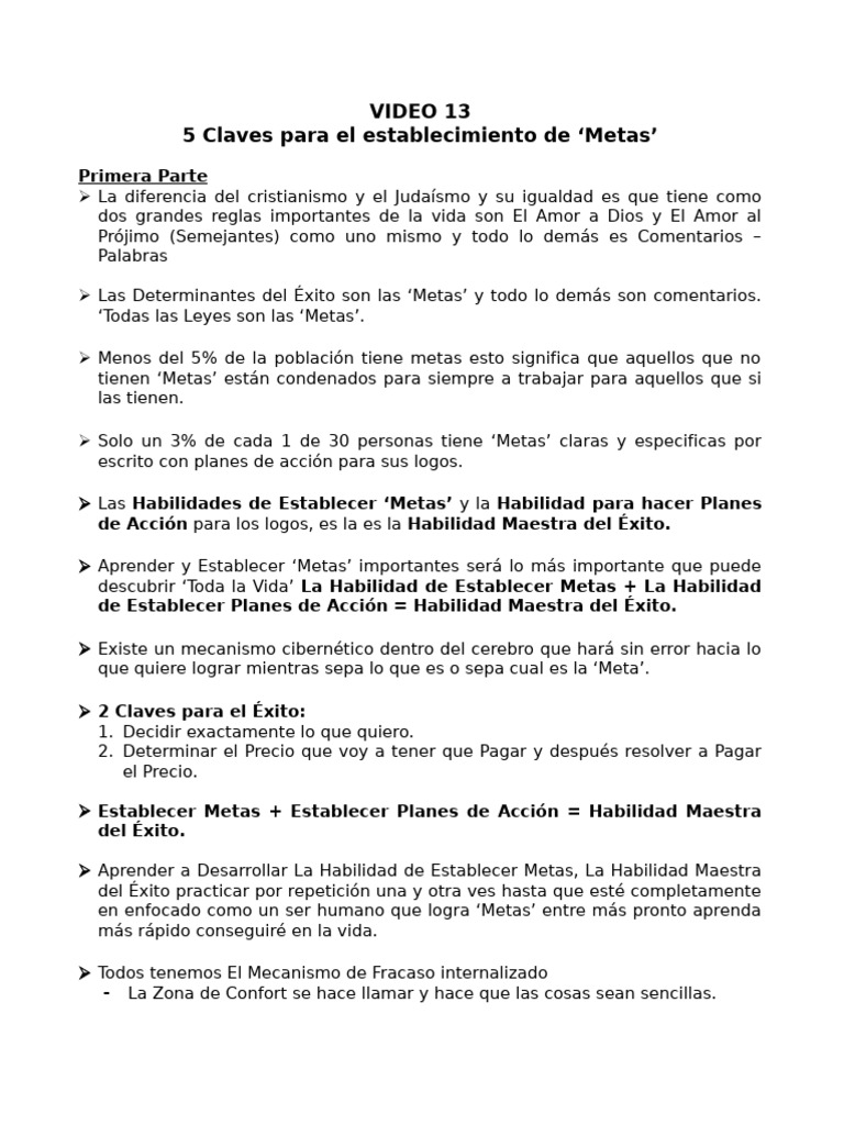 Claves para Establecer Metas Efectivas | PDF | Conocimiento | Mente