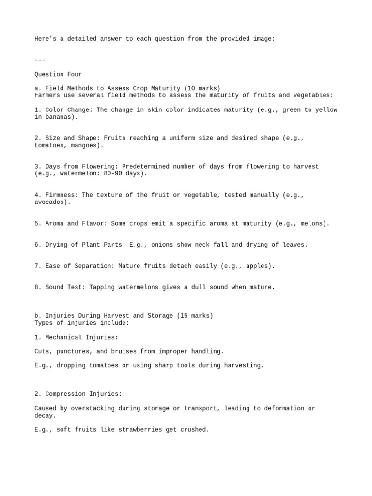 Crop Maturity and Harvesting Techniques | PDF | Vegetables | Fruit