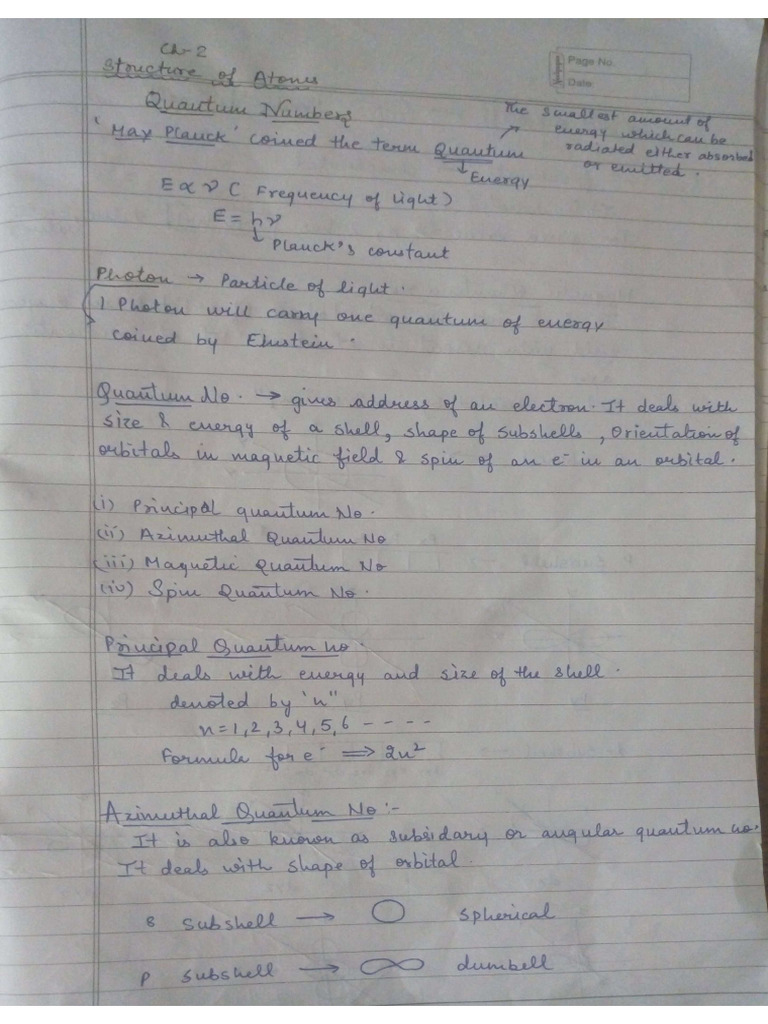 Class 11 Atomic Structure Notes | PDF