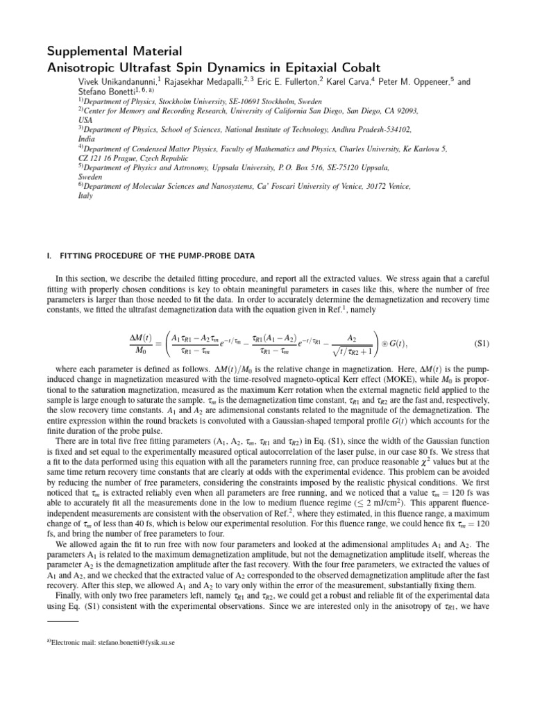 Anisotropic Ultrafast Spin Dynamics in Epitaxial Cobalt APL Rebuttal-2 ...