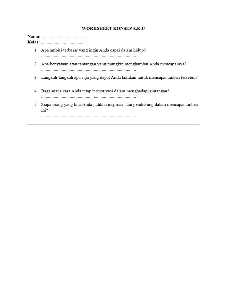 Worksheet Konsep A.K.U | PDF