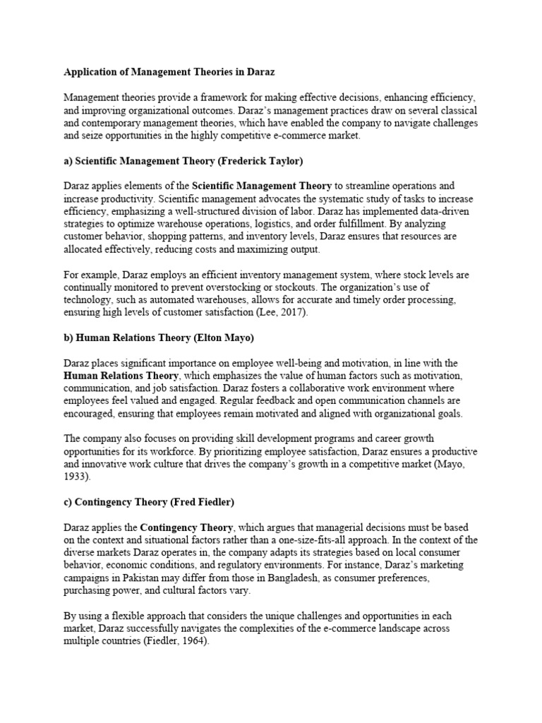 Application of Management Theories in Daraz Draft 1 | PDF | Alibaba ...