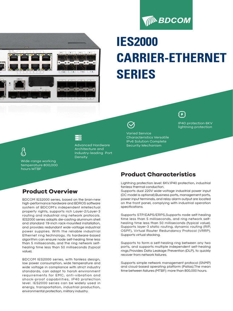 IES2000 Carrier-Ethernet Series | PDF | Computer Network | Routing