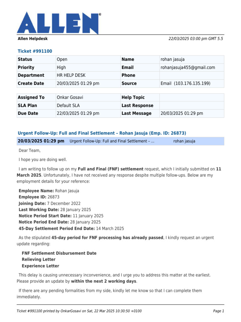 Ticket 991100 | PDF