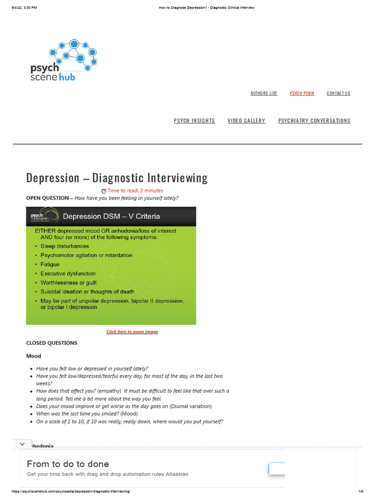 How To Diagnose Depression - Diagnostic Clinical Interview | PDF ...