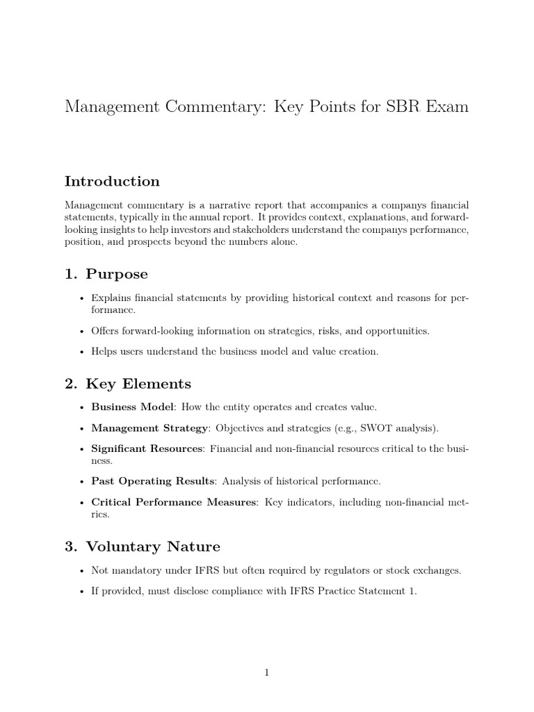 Key Points on Management Commentary | PDF | Sustainability | Economies