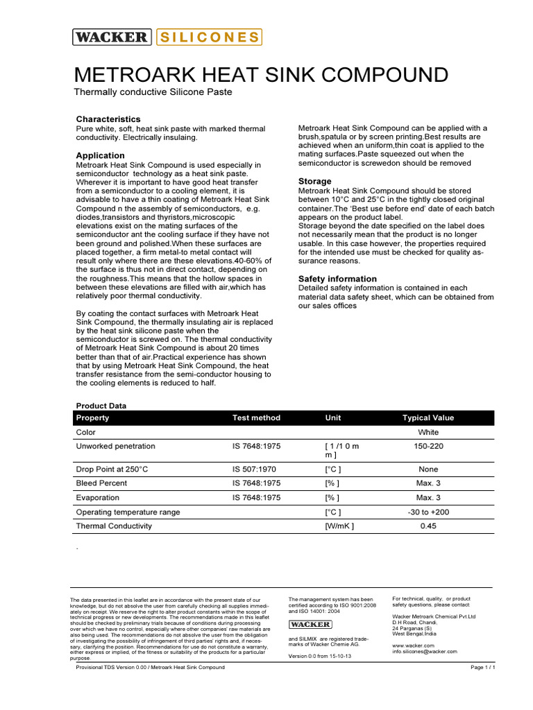 Metroark Heat Sink Compound - Latest | PDF | Semiconductors | Heat