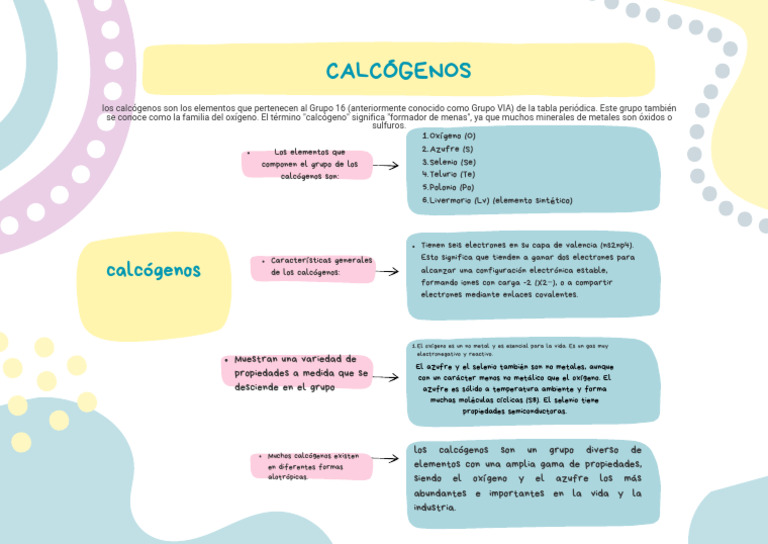 Organizador Gráfico de Calcógenos | PDF | Química | Átomos