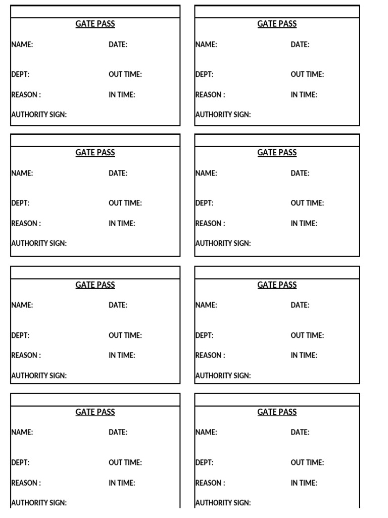 Gate Pass | PDF