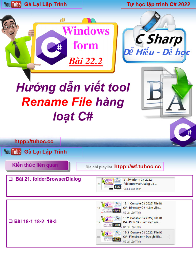 22.2. (Winform C# 2022) Hướng Dẫn Viết Tool C# Rename File Hàng Loạt | PDF