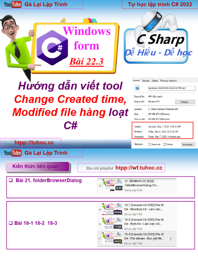 22.3. (Winform C# 2022) Change Created Time, Modified File Hàng Lo T | PDF