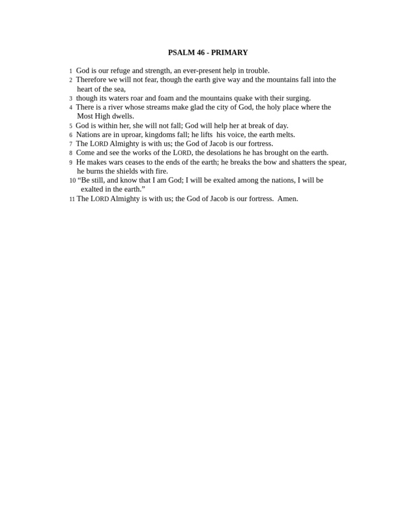 Psalm 46 NIV Primary | PDF