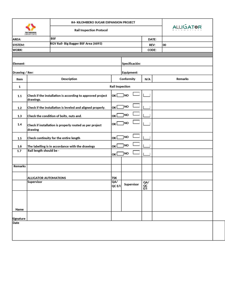 Cable Trey Inspection Sheet | PDF