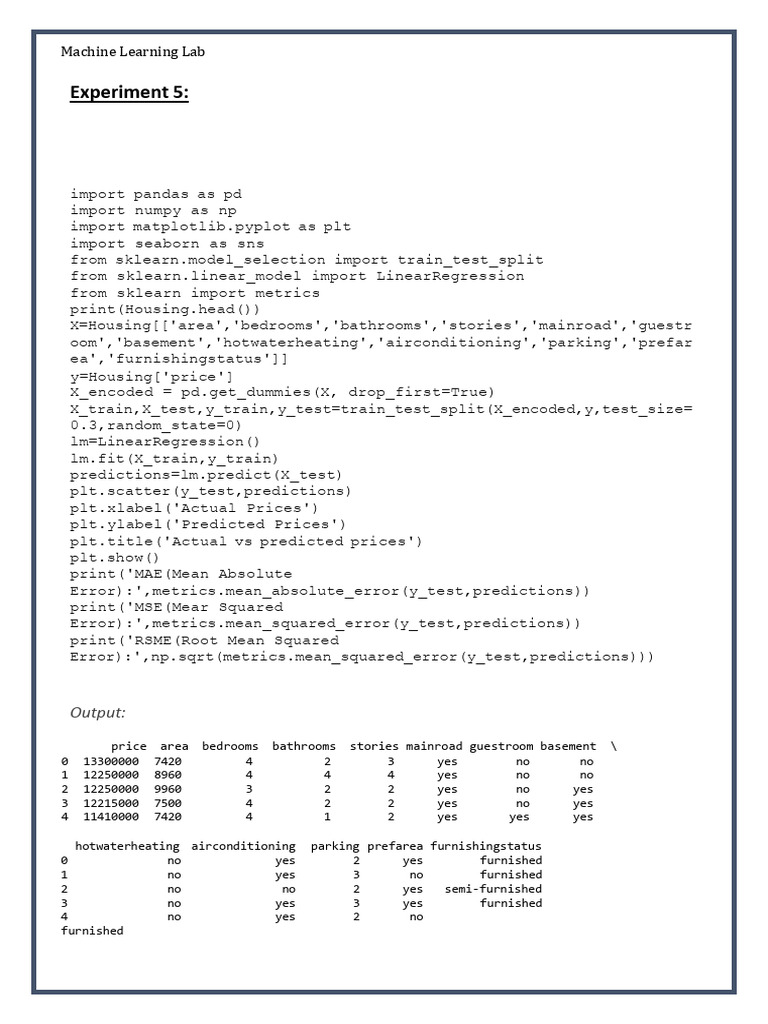 Python Multiple Linear Regression Guide | PDF | Mean Squared Error ...