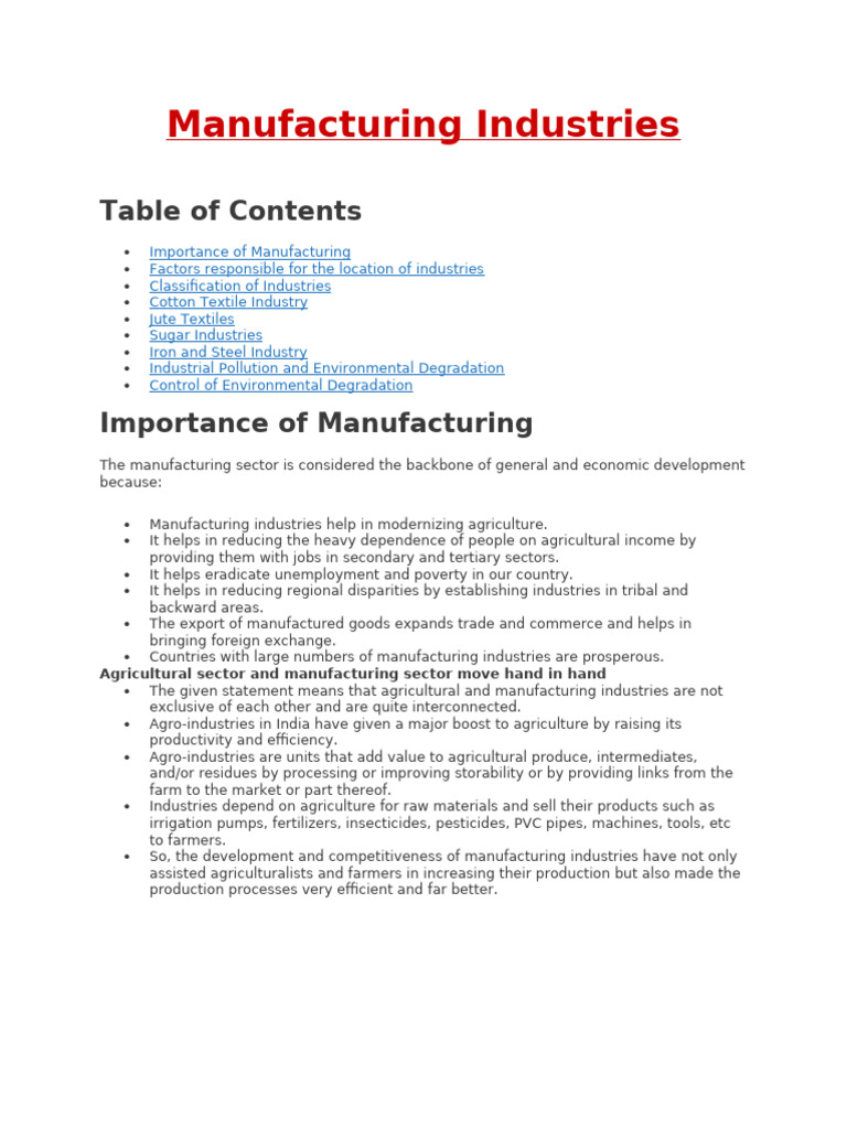 Overview of Manufacturing Industries | PDF | Pollution | Agriculture