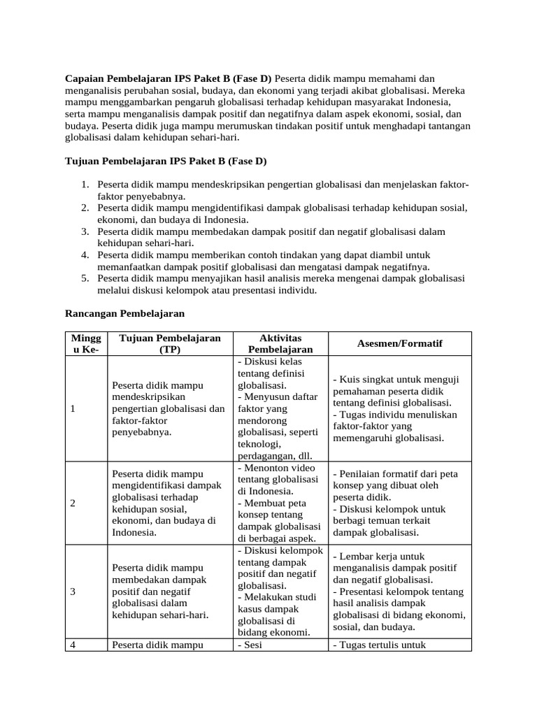 Contoh Rancangan Pembelajaran Paket B | PDF