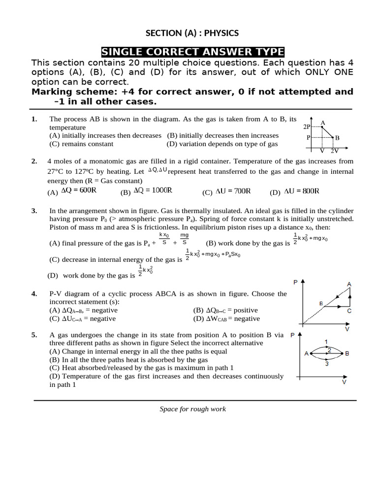 Physics MCQs with Answer Key | PDF | Mechanics | Applied And ...