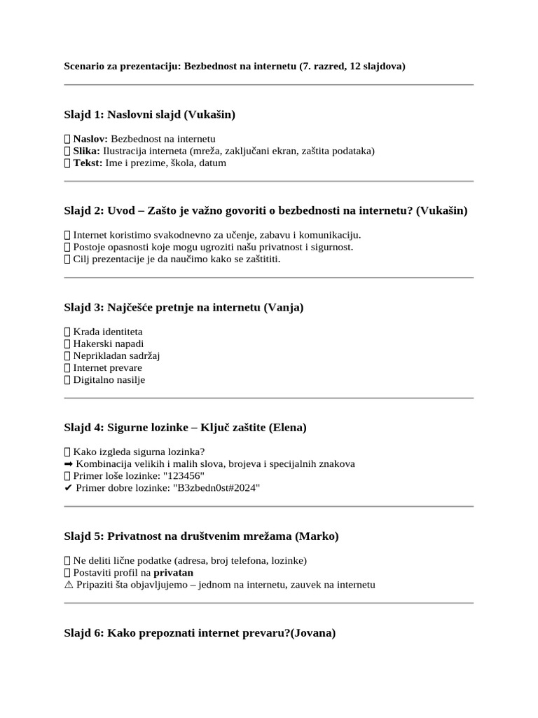 Scenario Za Prezentaciju | PDF