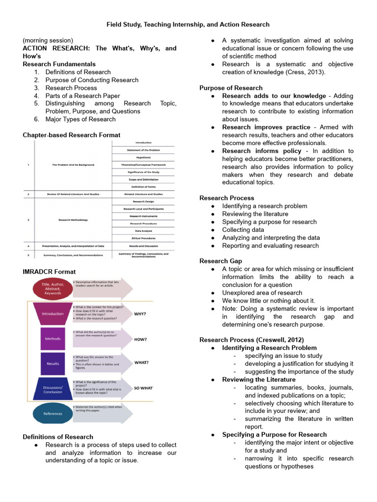 Field Study, Teaching Internship, and Action Research | PDF ...